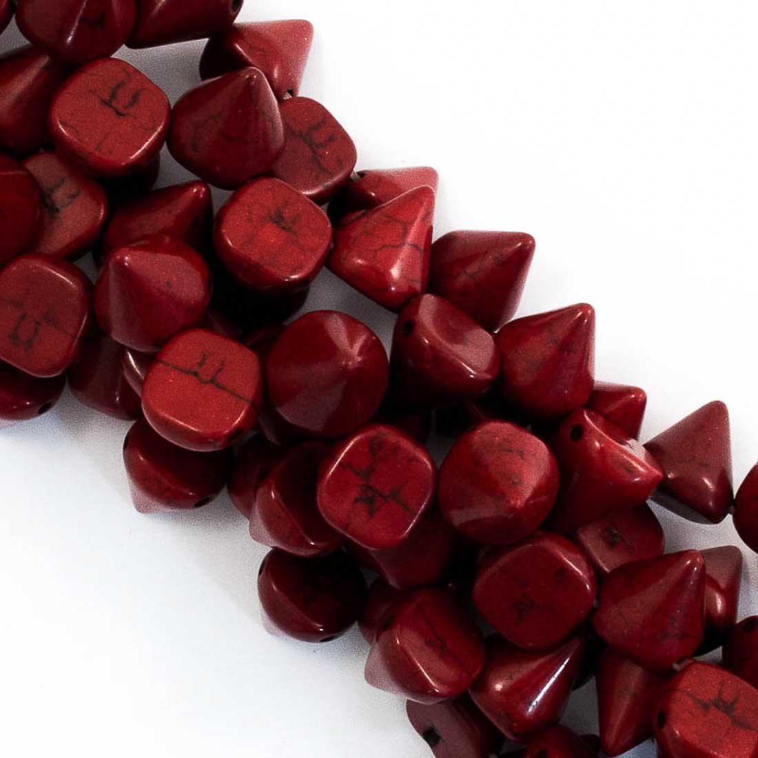Semi prec 15x15mm cone 2/hole maroon 30p NFD – Wholesale Beads