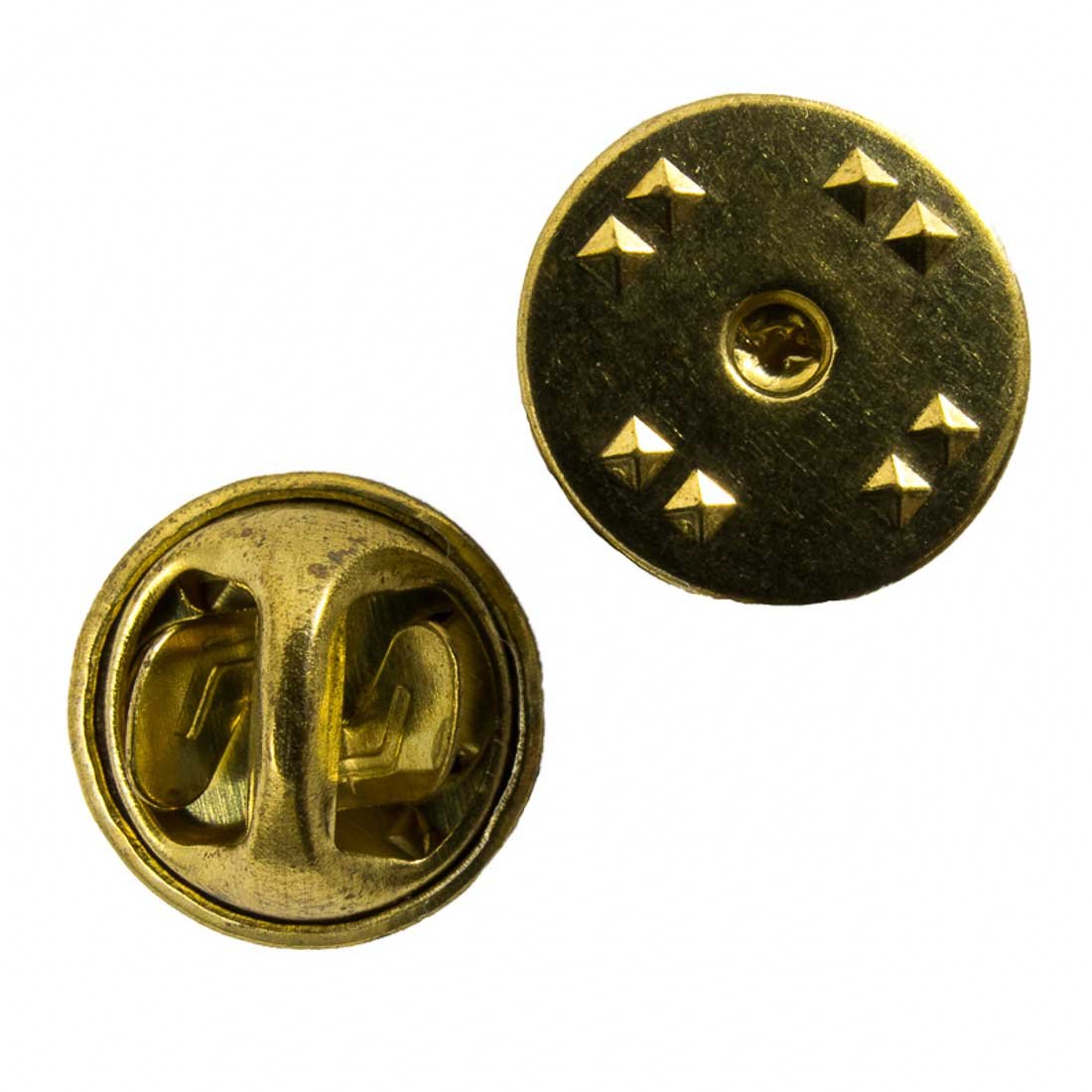 Metal 12mm badge pin backs brass 10pcs – Wholesale Beads