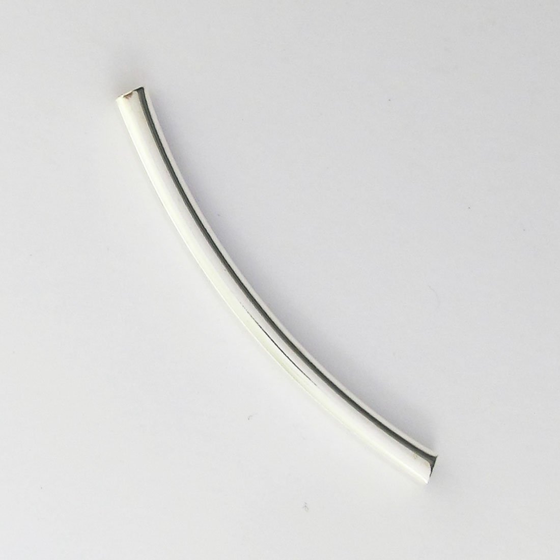 Metal 3x35mm rnd curved tube NF sil 8pc – Wholesale Beads